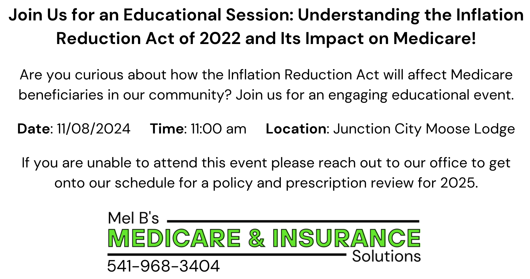 Medicare Educational Session – Tri-County Chamber of Commerce